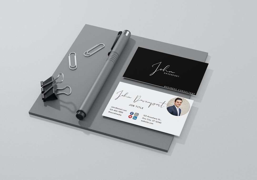 Mens Business Card, Photo Business Card Template, Customizable Business ...