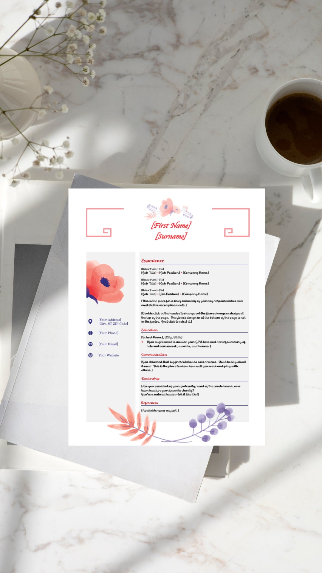 Editable Resume Template - Etsy