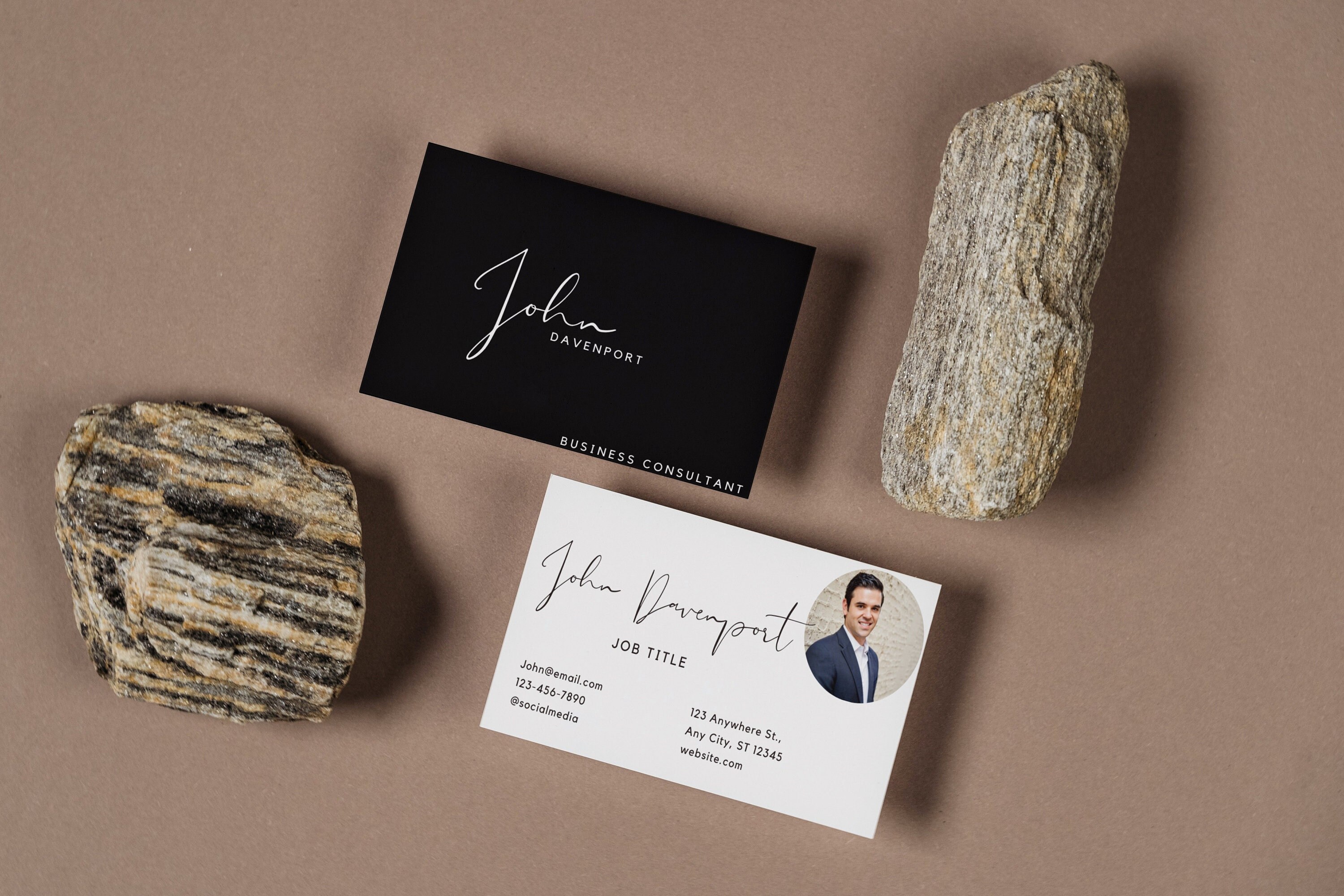 Mens Business Card, Photo Business Card Template, Customizable Business ...