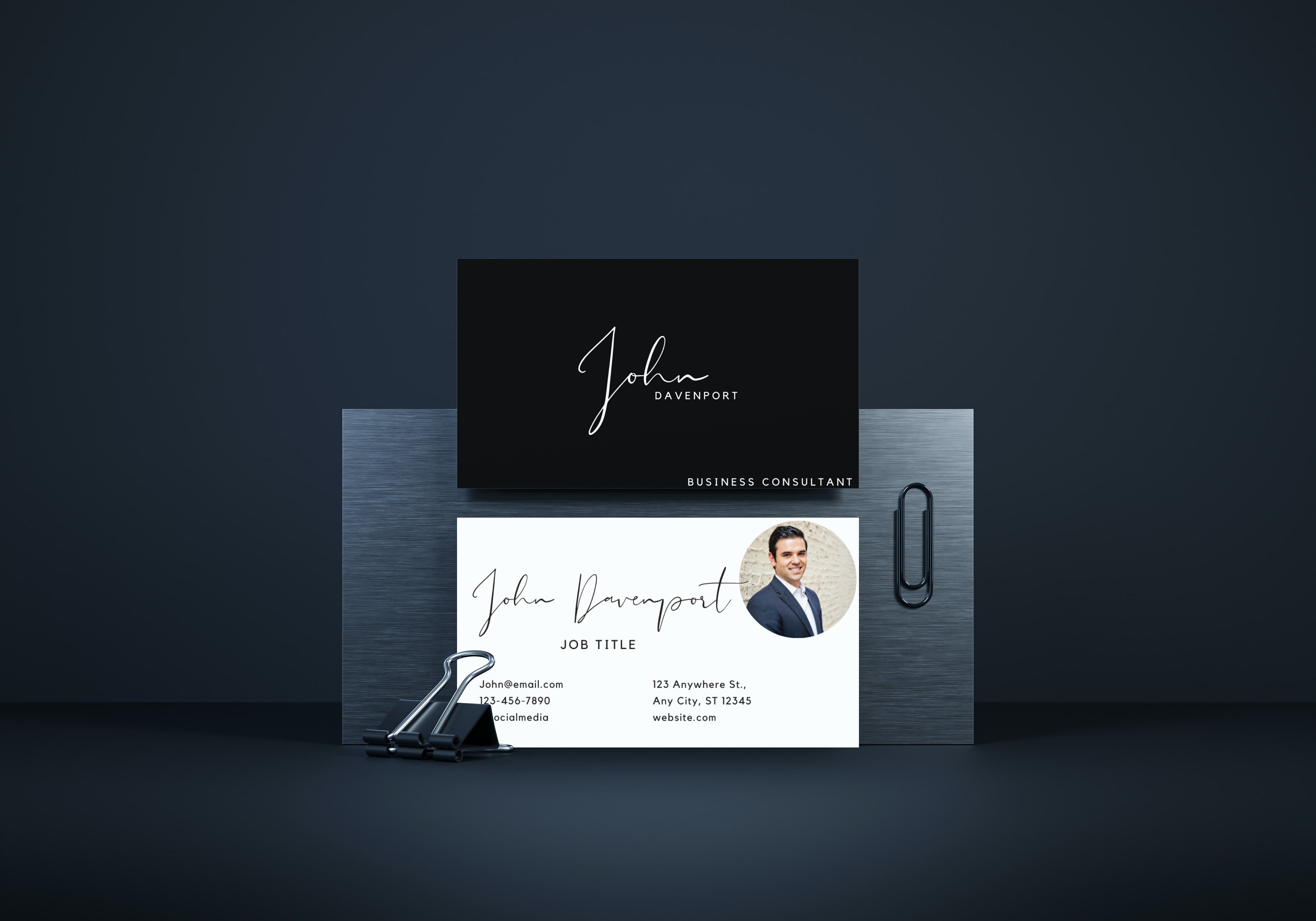 Mens Business Card, Photo Business Card Template, Customizable Business ...