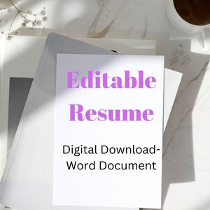 Editable Resume Template - Etsy