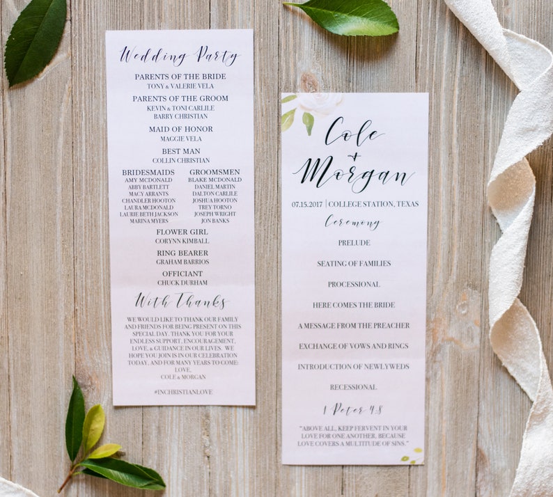 Elegant Wedding Invitations & Programs Set Neutral Watercolor ...