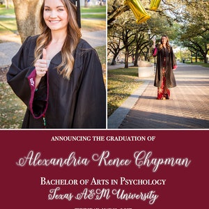 Custom Texas A&M Graduation Announcements Invitations Downloadable PDF ...