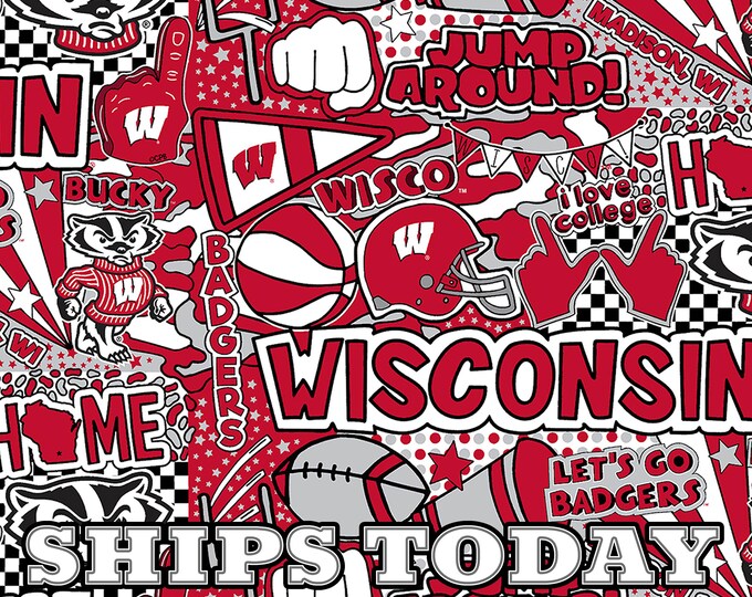 University of Wisconsin Badgers Pop Art 100% Cotton Fabric Fat Quarter ...