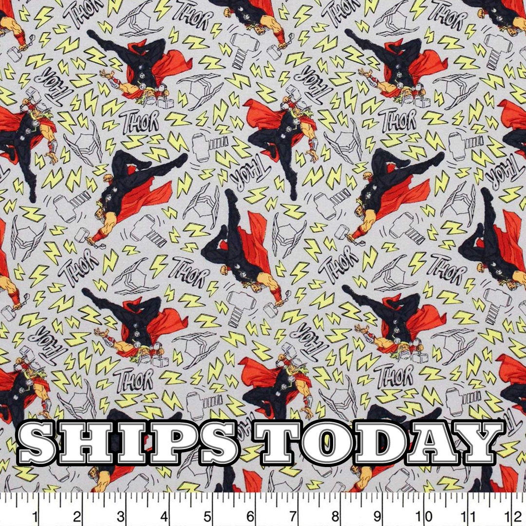 Marvel Thor Doodle 100% Cotton Fabric, Fat Quarter, FQ, by the Yard ...