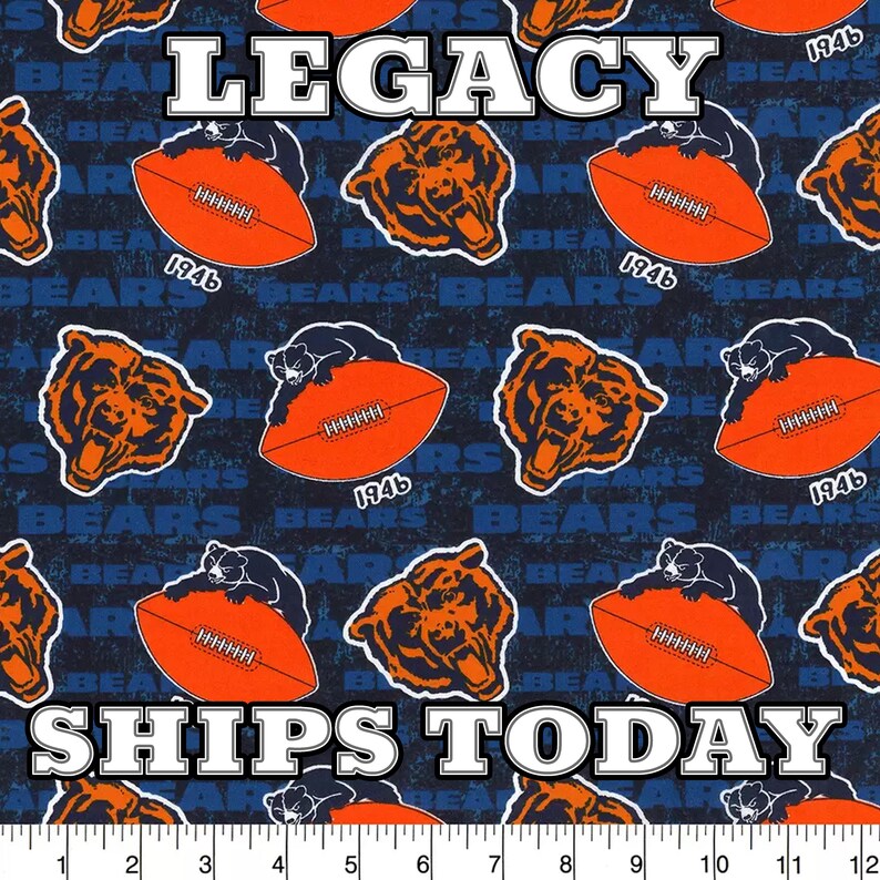 Chicago Bears Cotton Fabric NFL, by the Yard, 44 Inches Wide, 100% ...