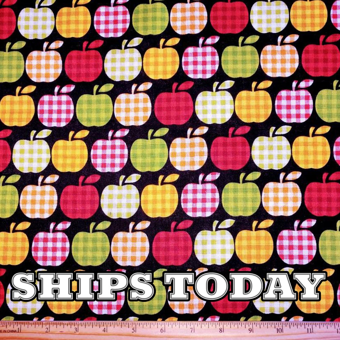 Fall Plaid Apples 100% Cotton Fabric, Fat Quarter, by the Yard, Autumn ...