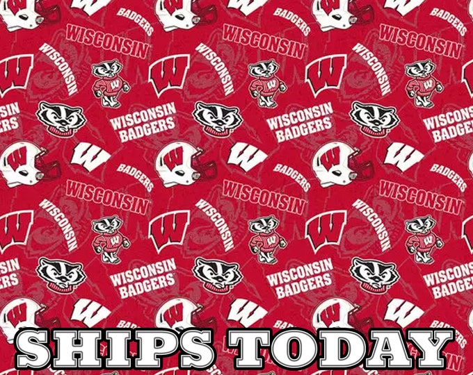 University of Wisconsin Badgers Football Helmets 100% Cotton Fabric Fat ...