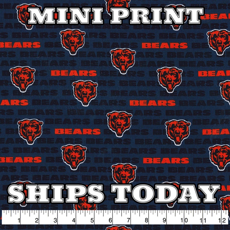 Chicago Bears Cotton Fabric NFL, by the Yard, 44 Inches Wide, 100% ...