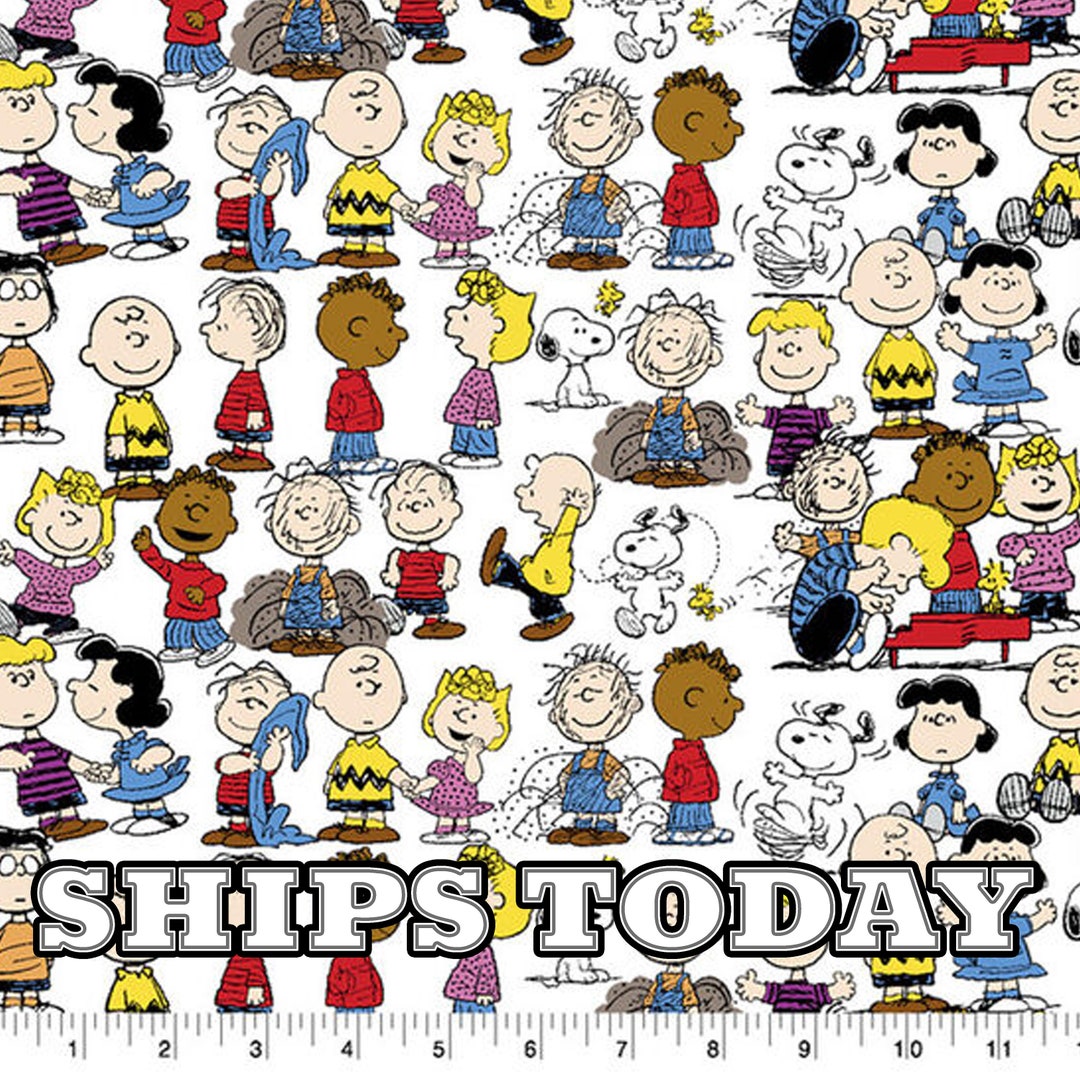 Peanuts Gang Charlie Brown Snoopy 100% Cotton Fabric, Fat Quarter, FQ ...