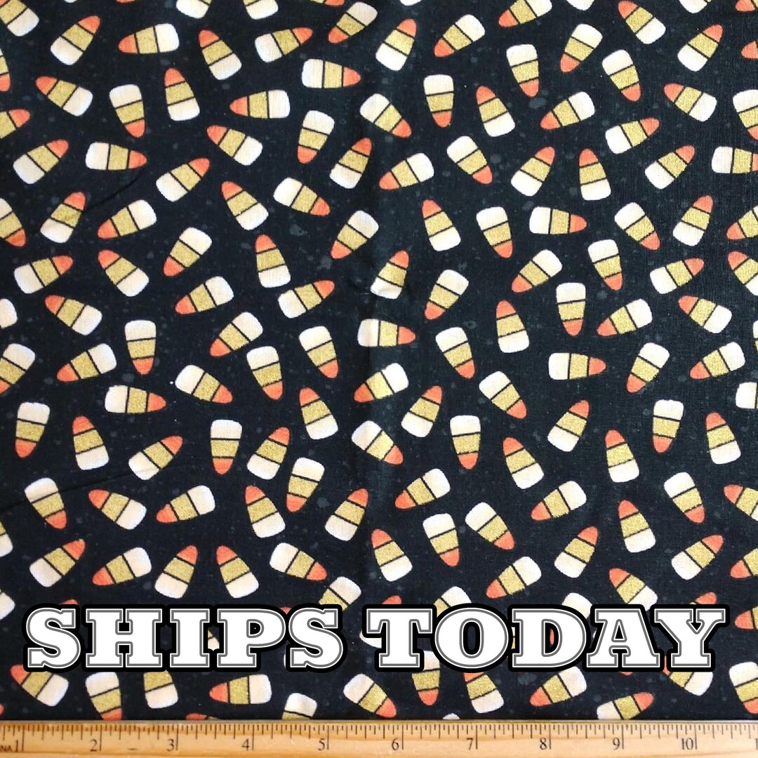Candy Corn Glitter 100% Cotton Fabric, Fat Quarter, by the Yard ...