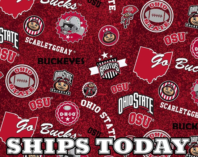 Ohio State University Buckeyes Home State 100% Cotton Fabric, by the ...