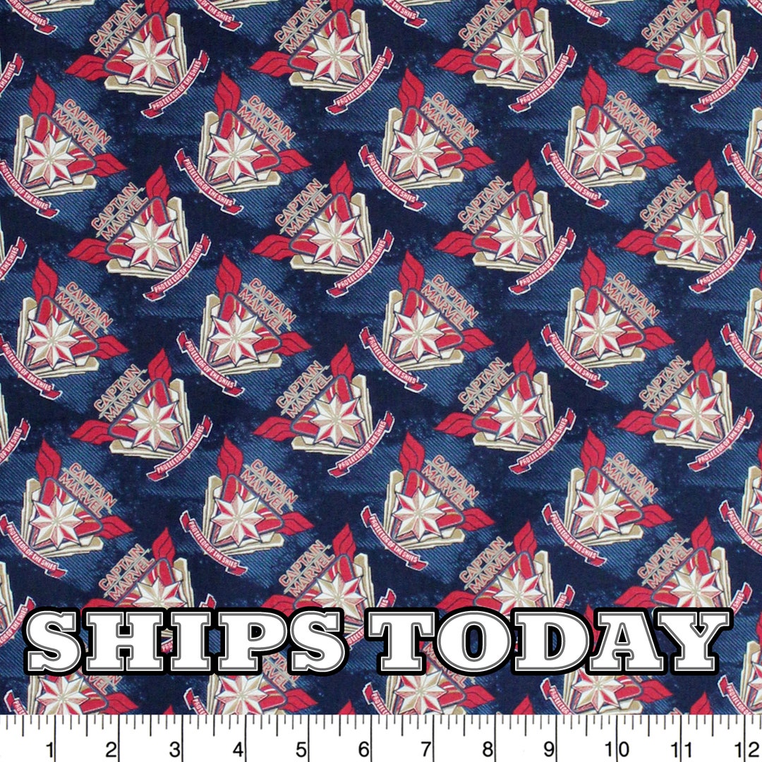 Captain Marvel Super Hero Protector of the Skies 100% Cotton Fabric ...