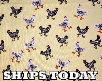 Spring Chickens Fabric by the Yard Floral Chicken Fabric - Etsy