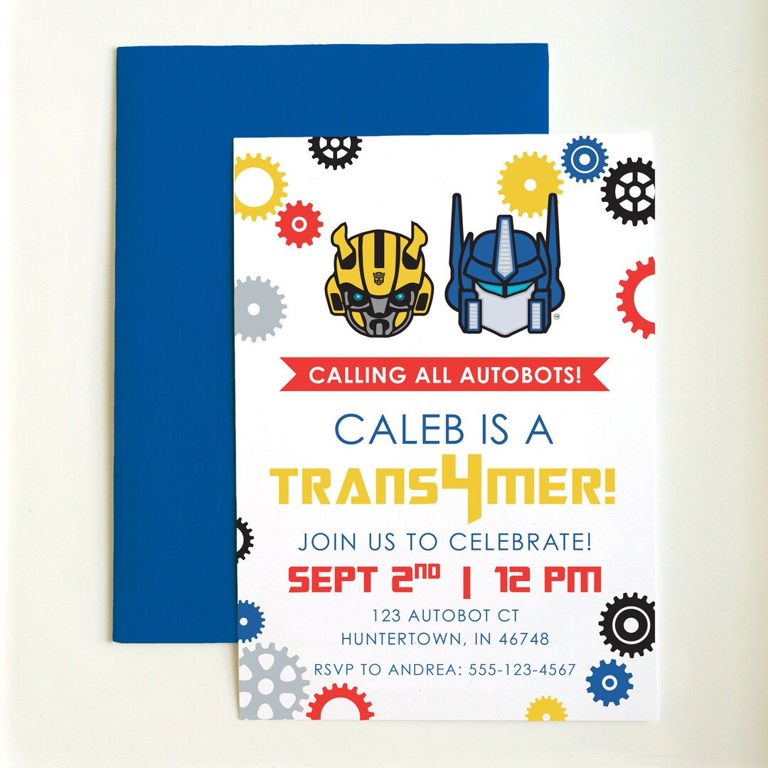 Transformers 4th Birthday Invitation Optimus Prime and Bumblebee - Etsy
