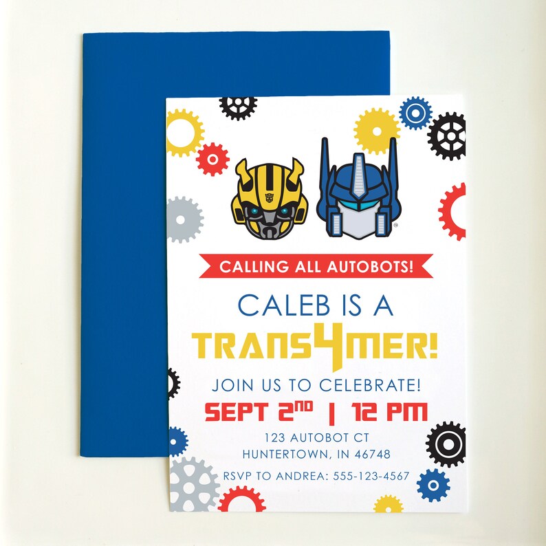 Transformers 4th Birthday Invitation Optimus Prime and Bumblebee - Etsy