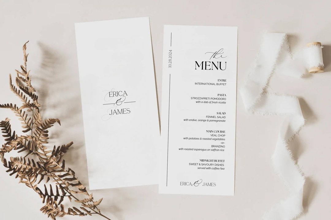 Menu Template for Event Dinner, Editable Menu Card, Canva Template, 5x7 ...