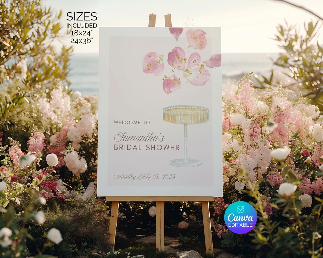 Petals and Prosecco Welcome Sign for Party, Welcome Sign for Wedding ...