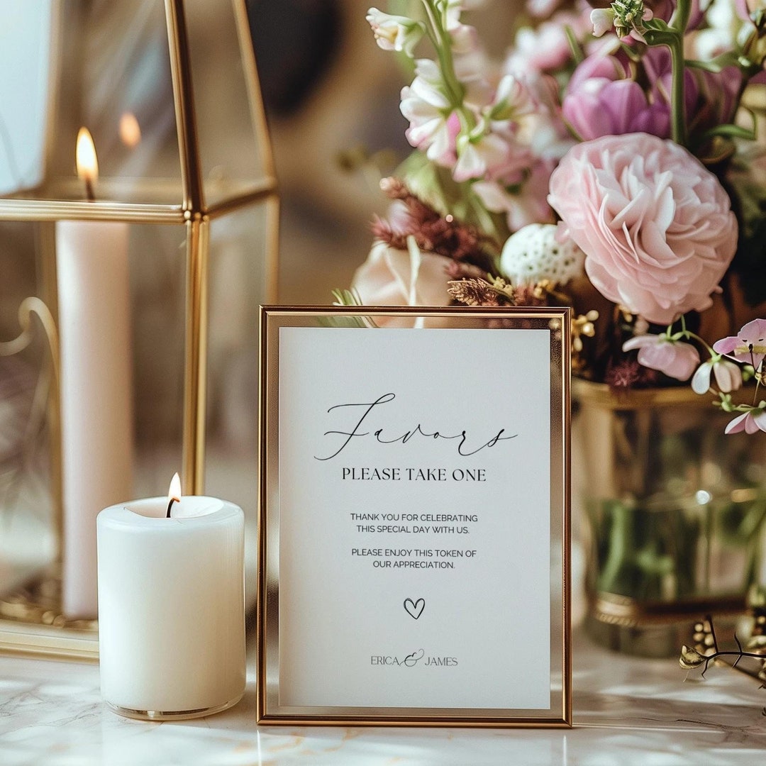 Wedding Favors Sign Template, Elegant Please Take A Favor Signage ...