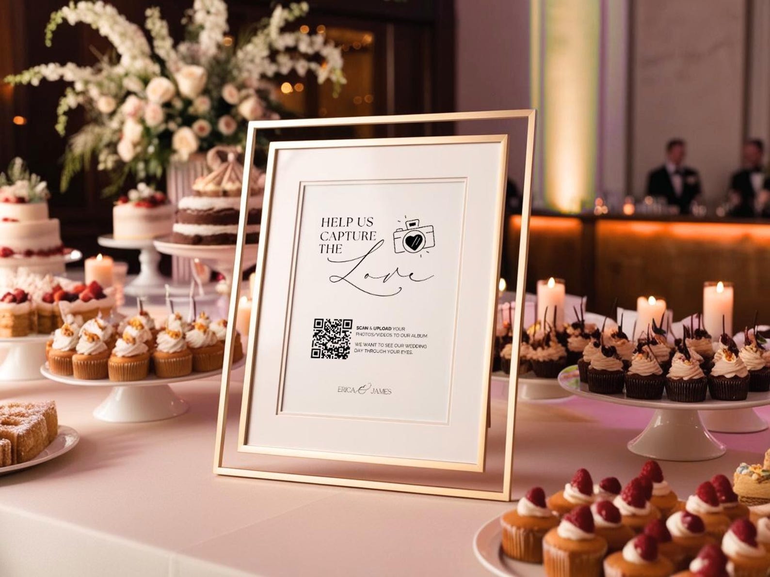 Capture the Love QR Code Wedding Sign, Minimalist Capture the Love Card ...