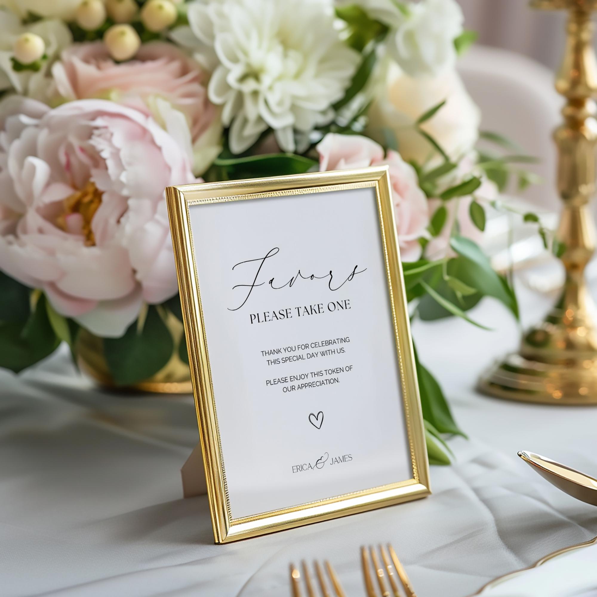 Wedding Favors Sign Template, Elegant Please Take A Favor Signage ...