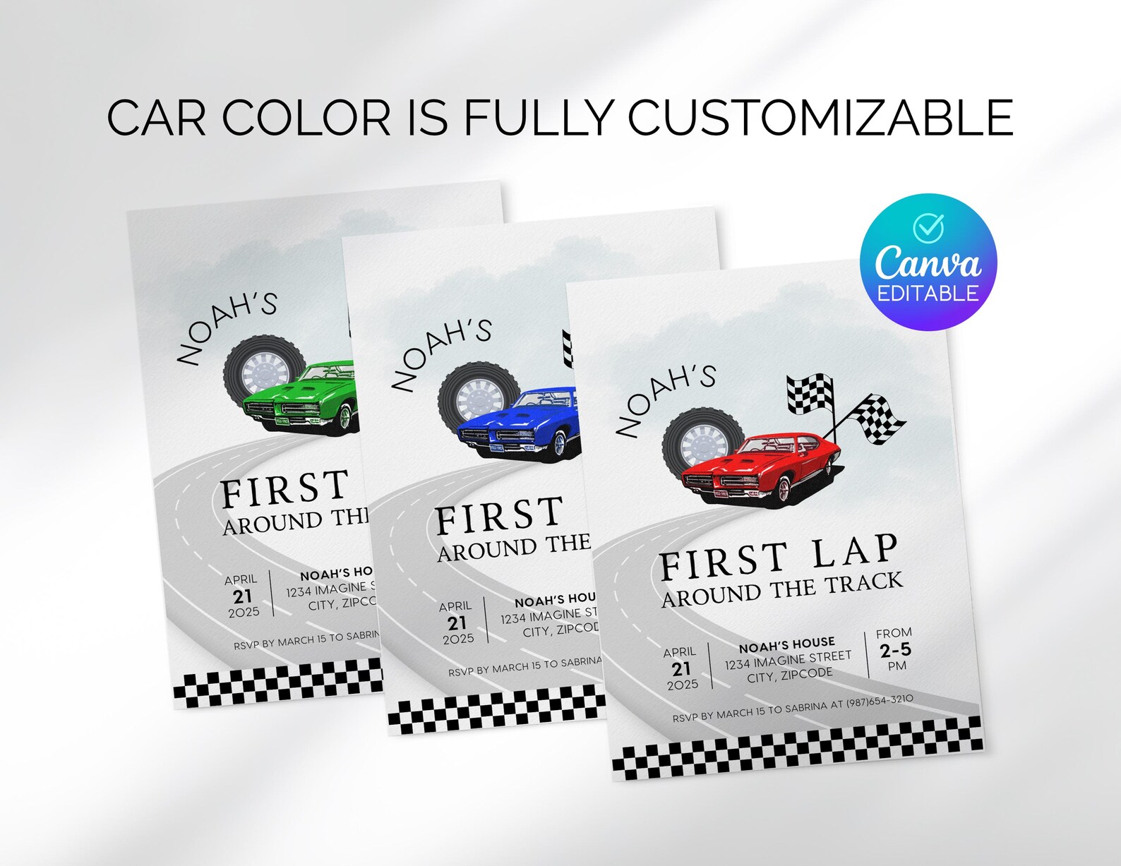 First Lap Around the Track Birthday Invitation, Race Car 1st Birthday ...