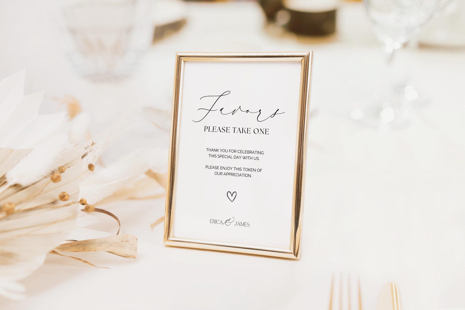 Wedding Favors Sign Template, Elegant Please Take A Favor Signage ...