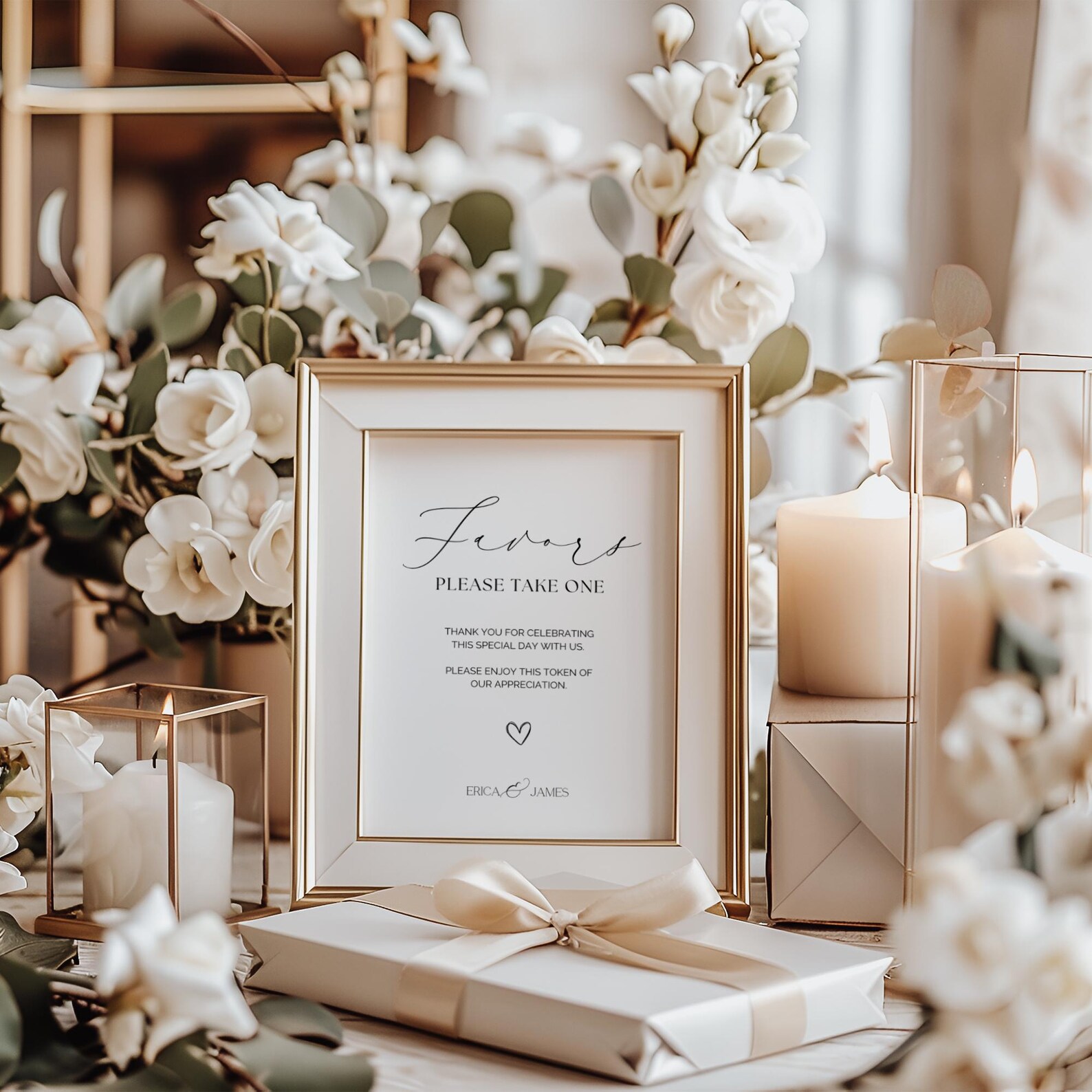 Wedding Favors Sign Template, Elegant Please Take A Favor Signage ...