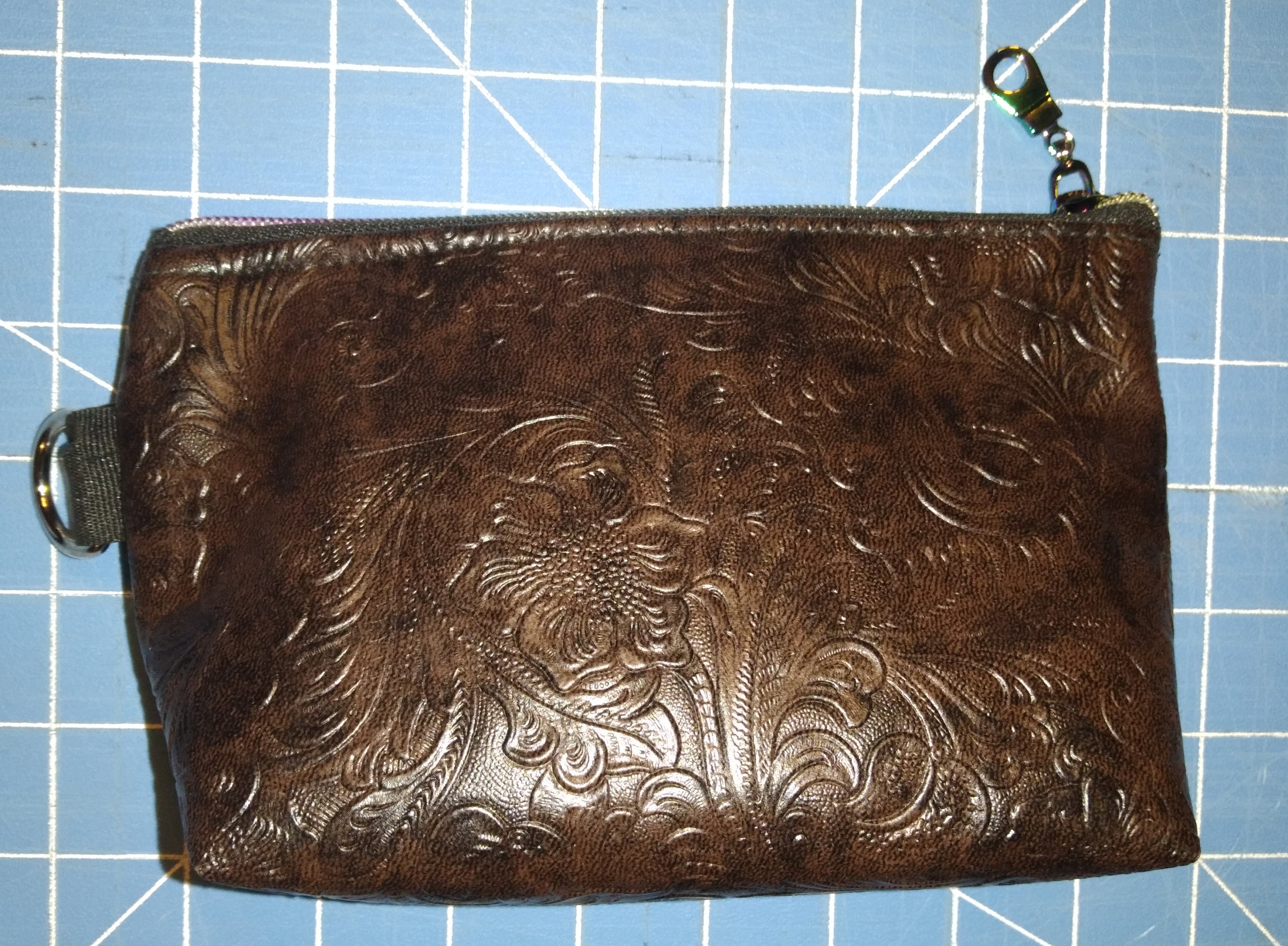Made to Order, Embossed Faux Leather Vinyl Zipper Pouch, Side Wristlet ...