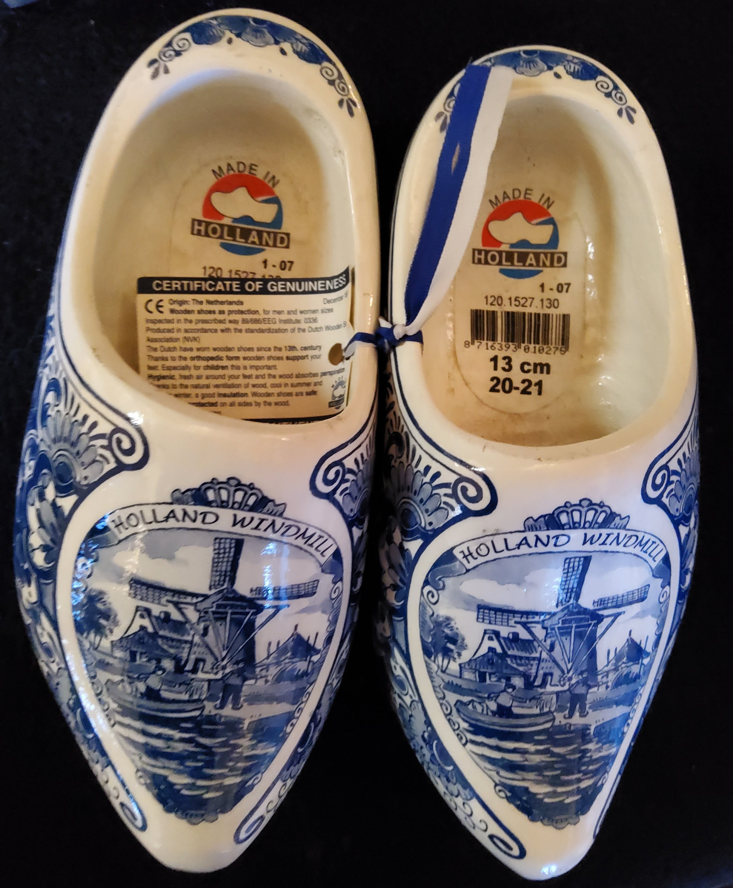 Delft Blue Ceramic Dutch Shoes From Holland Windmill - Etsy