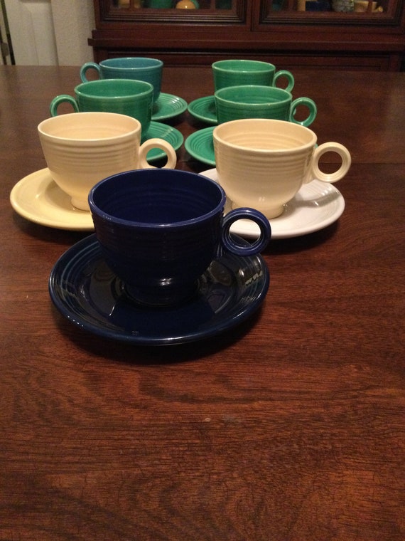 6 Fiesta Original Tea Cups and Saucers Multiple Colors. | Etsy