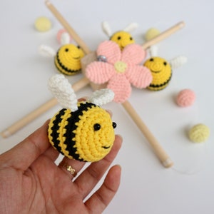 Crochet Bee Baby Mobile: Bumble Bee Nursery Decor, Baby Mobile Nursery ...