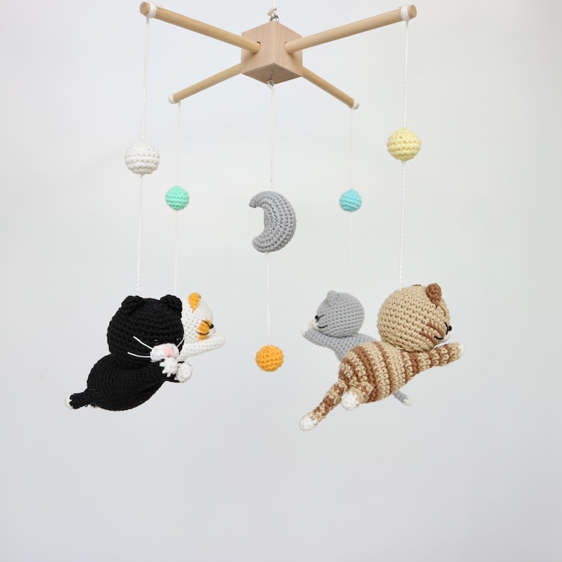 Crochet Cat Baby Mobile Kitten Mobile Nursery Baby Mobile - Etsy