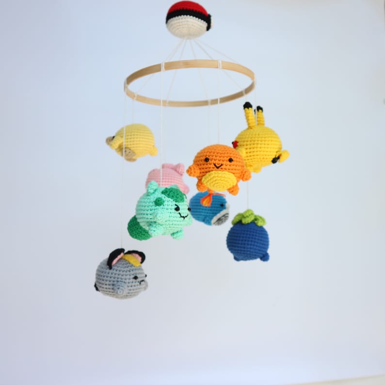 Crochet Pokemon Baby Mobile - Handmade Nursery Decor, Baby Mobile ...