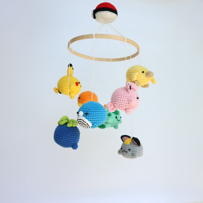 Crochet Pokemon Baby Mobile - Handmade Nursery Decor, Baby Mobile ...