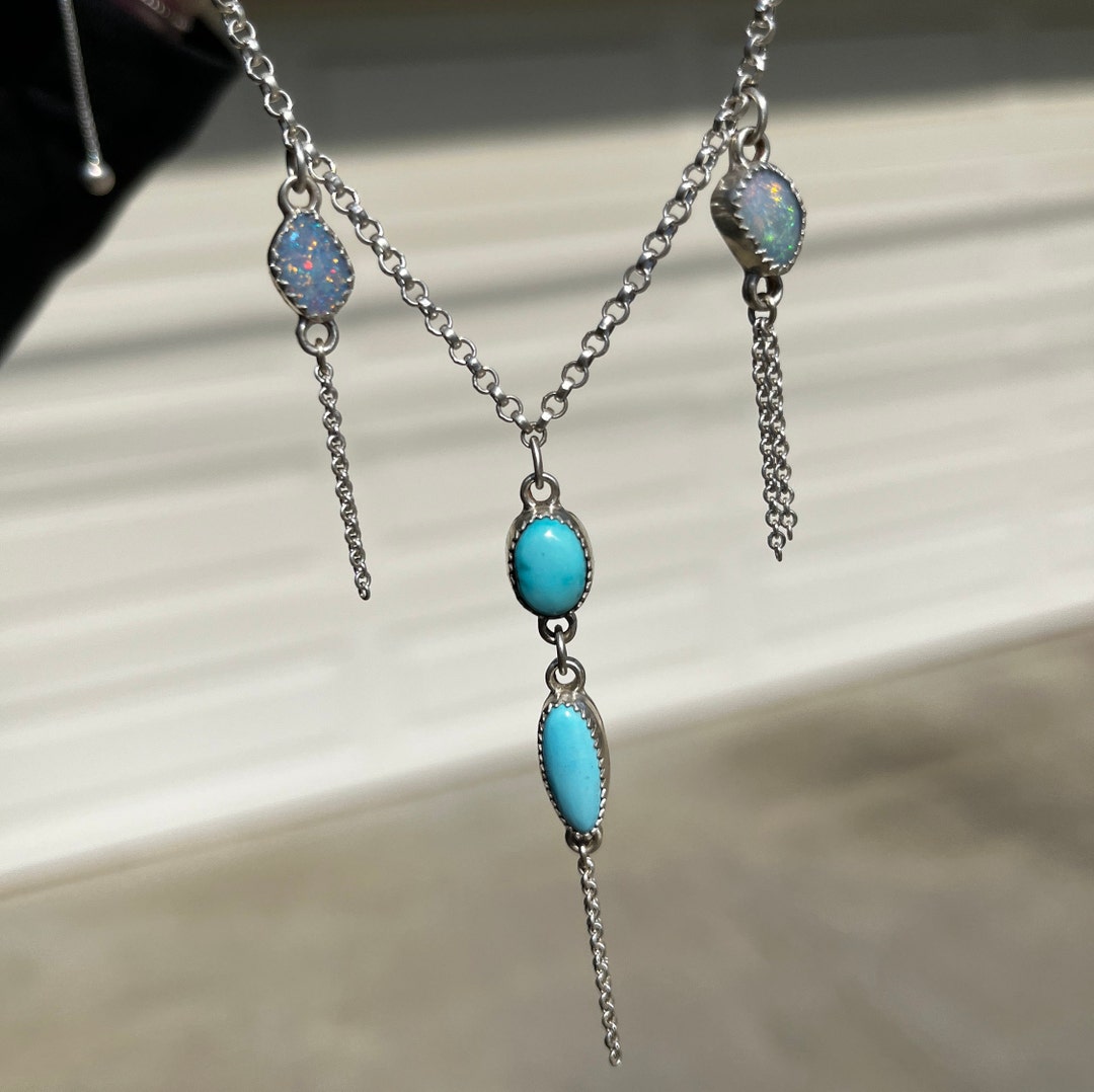 Lone Mountain Turquoise, Coober Pedy Opal Necklace - Etsy
