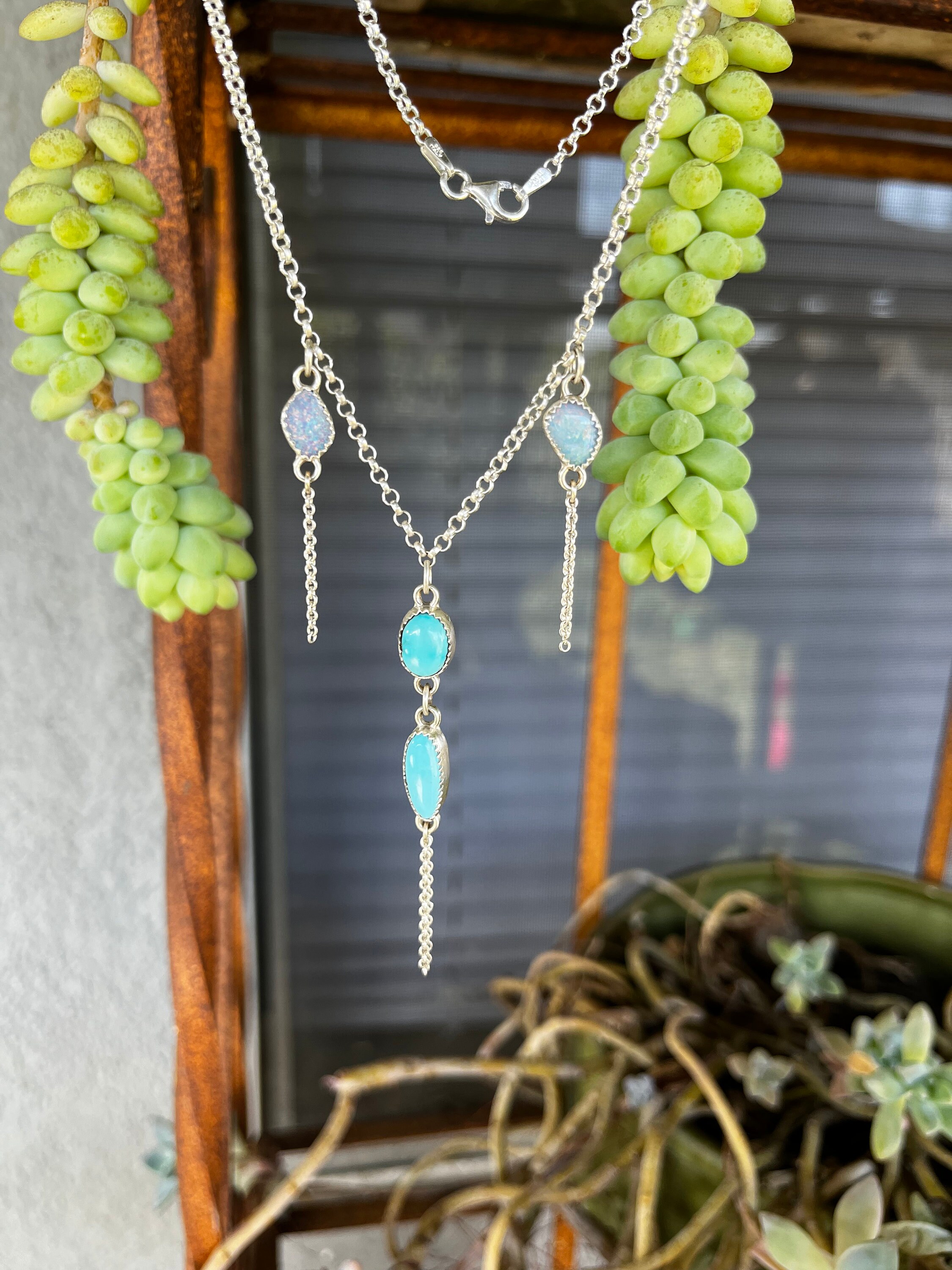 Lone Mountain Turquoise, Coober Pedy Opal Necklace - Etsy