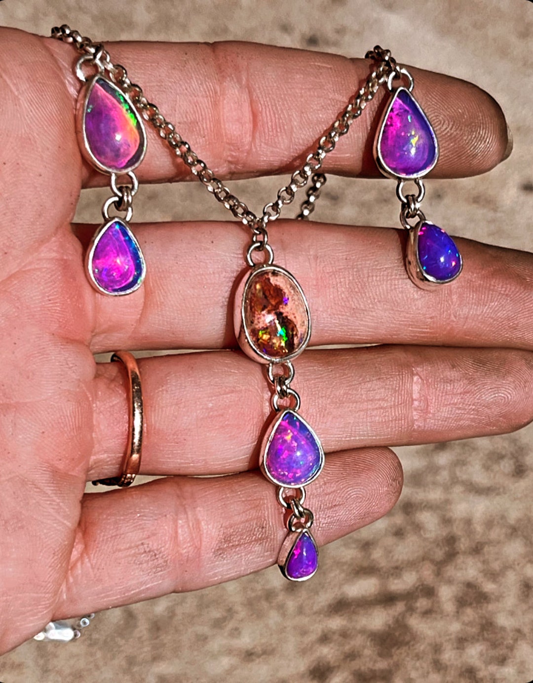 Opal Drip Necklace - Etsy