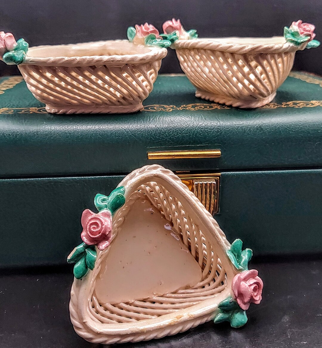 Set of 3 Vintage Italian Lattice Triangle Ceramic Dishes - Etsy