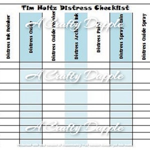 Tim Holtz Distress Line Checklist, Tim Holtz Distress Checklist, Ranger ...