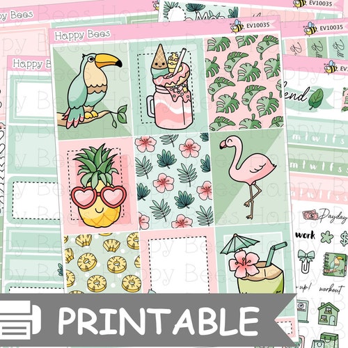 Printable Weekly Stickers Kit for Erin Condren Tropical | Etsy