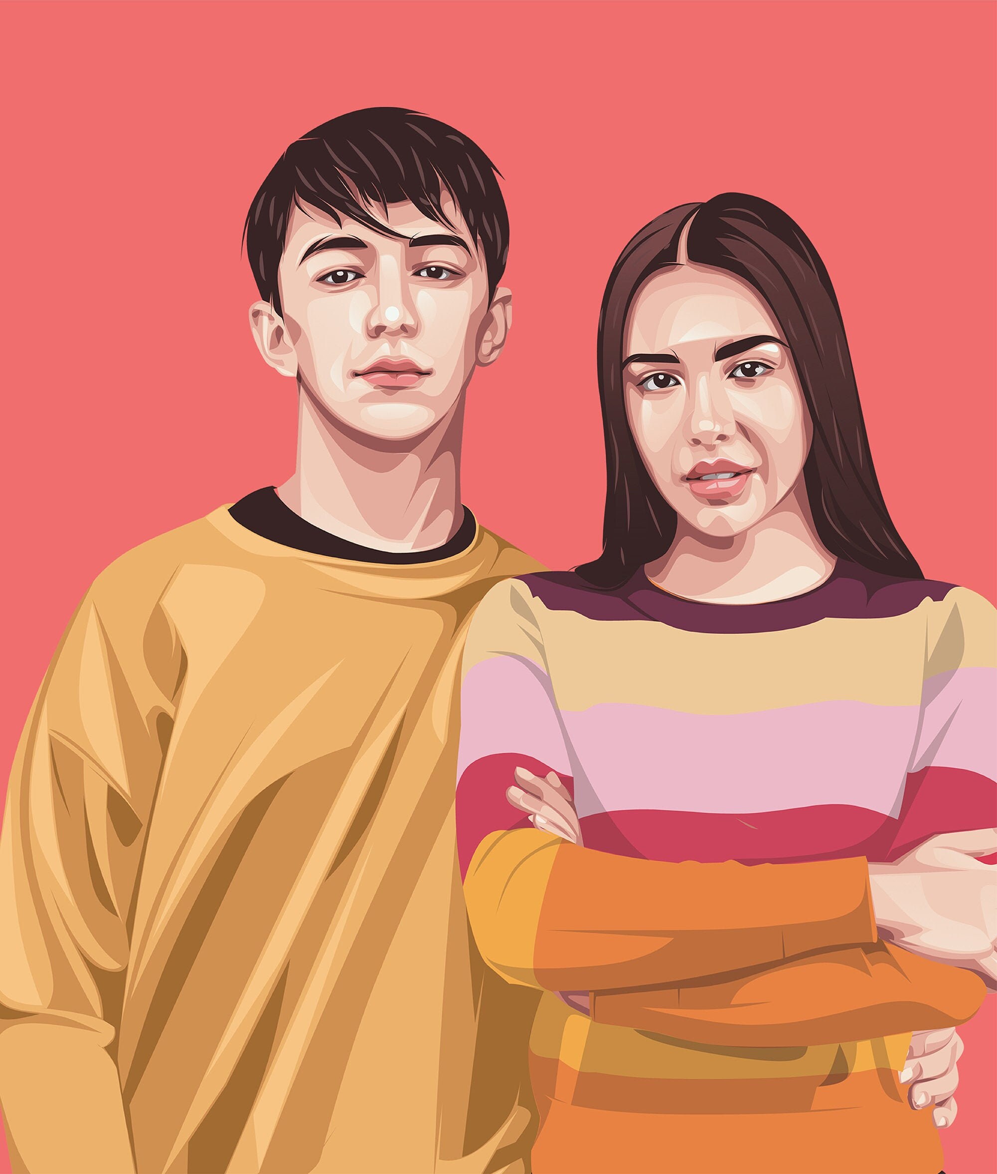 Painting Custom Family Portrait Vector Art Custom Cartoon Portrait ...