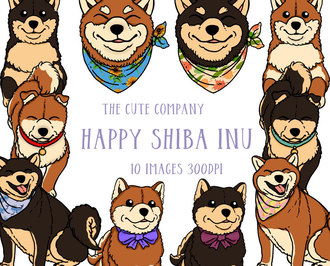 Shiba Inu Clipart - Dog Clipart - Puppy - Pet Portrait - Dog Stickers ...
