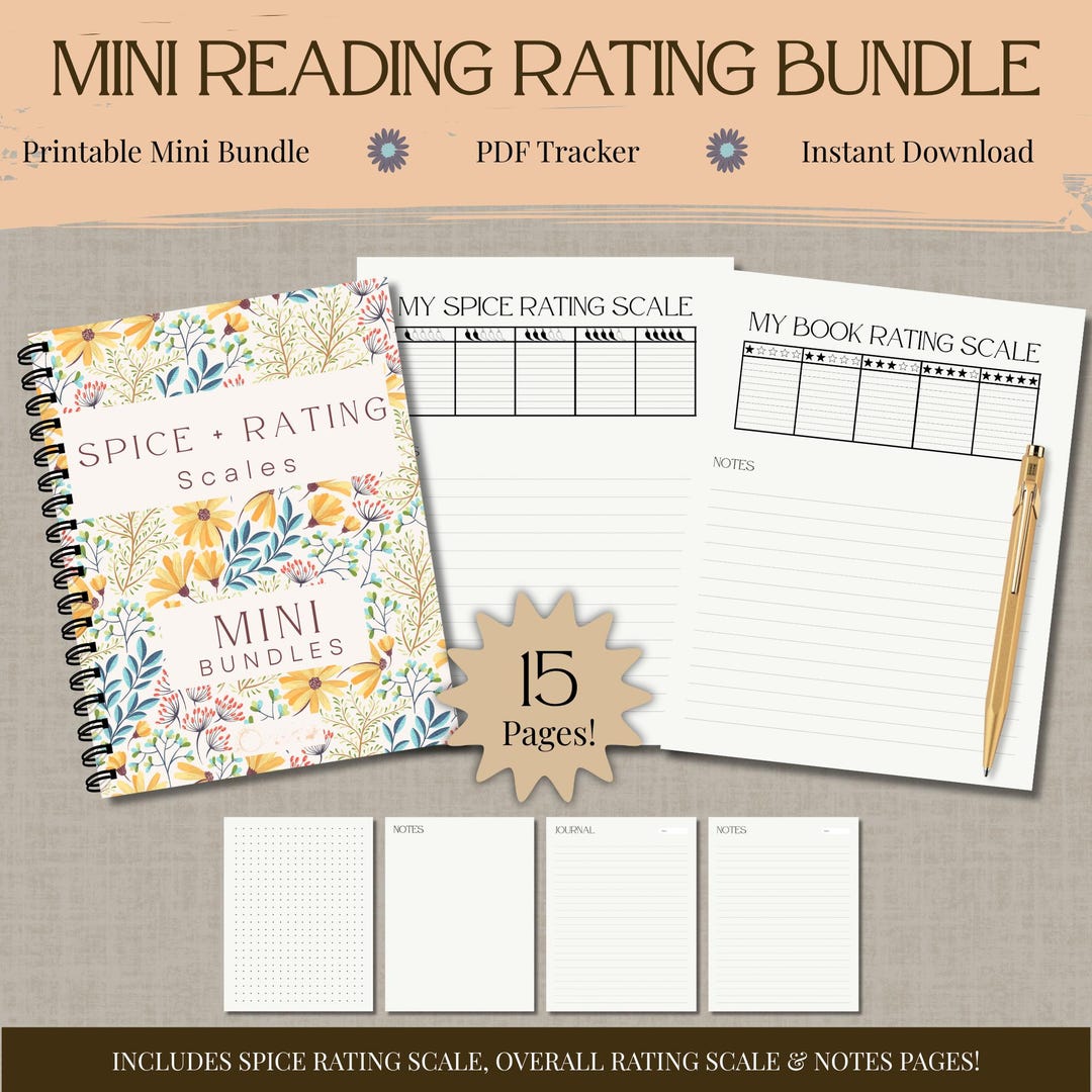 Book Rating & Spice Rating Reading Journal Mini Bundle | PDF | Instant ...