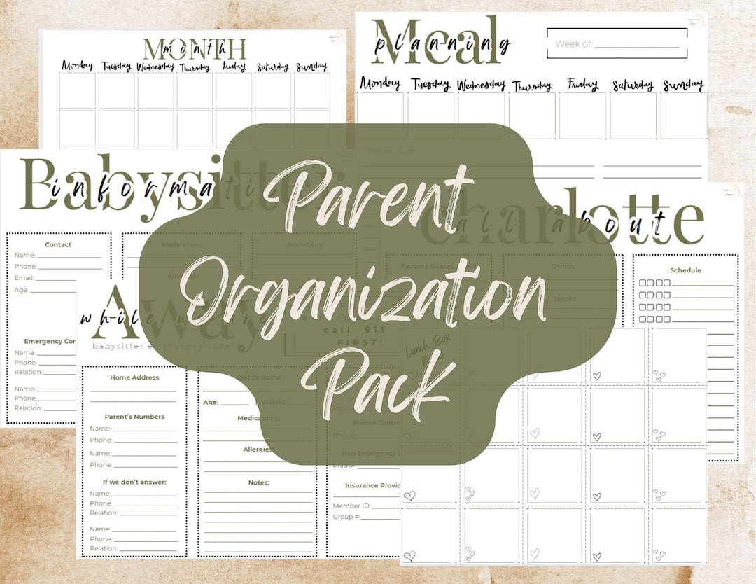 Parent Organization Bundle | 6 Printables- Babysitter Info, Child Bio ...