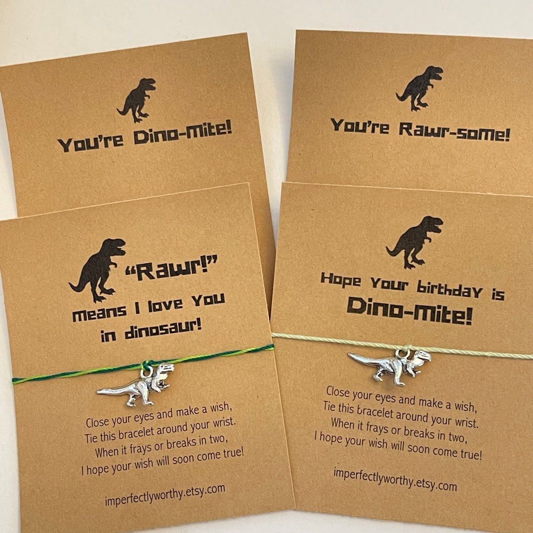 Dinosaur Wish Bracelet Kids Dino Party Favors T Rex Friendship ...