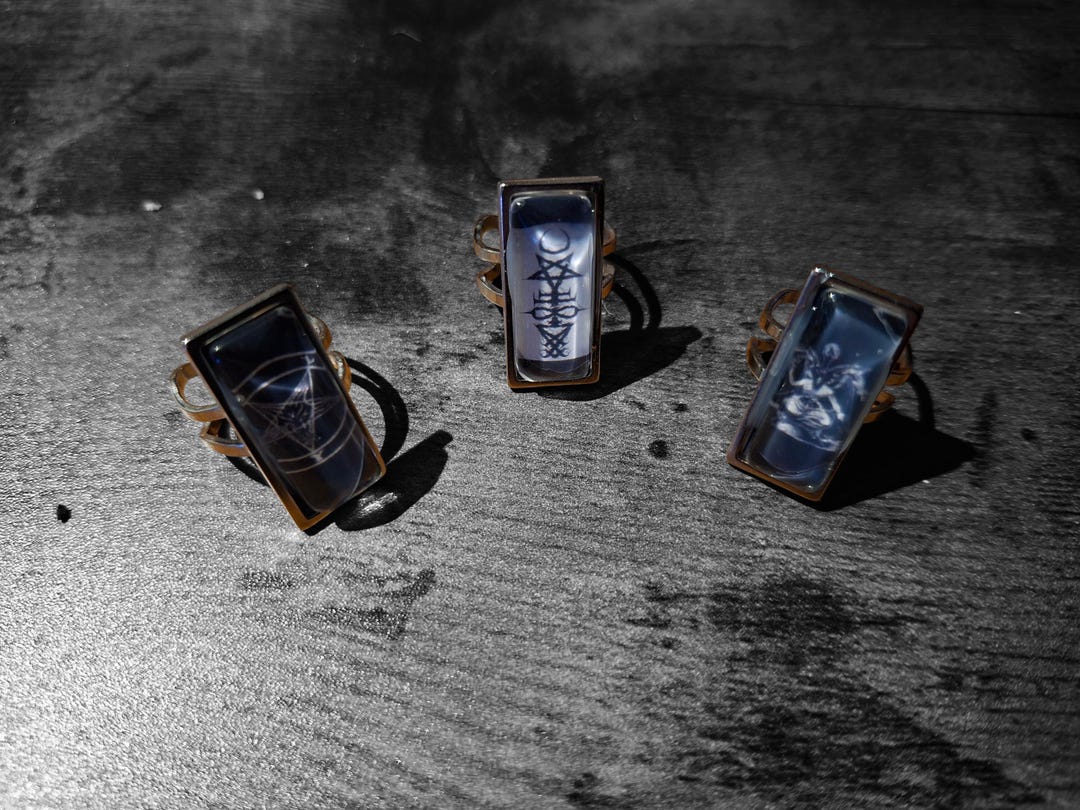 Rectangle Adjustable Rings,satanic Sigil/symbol, : Witchy Goth Occult ...