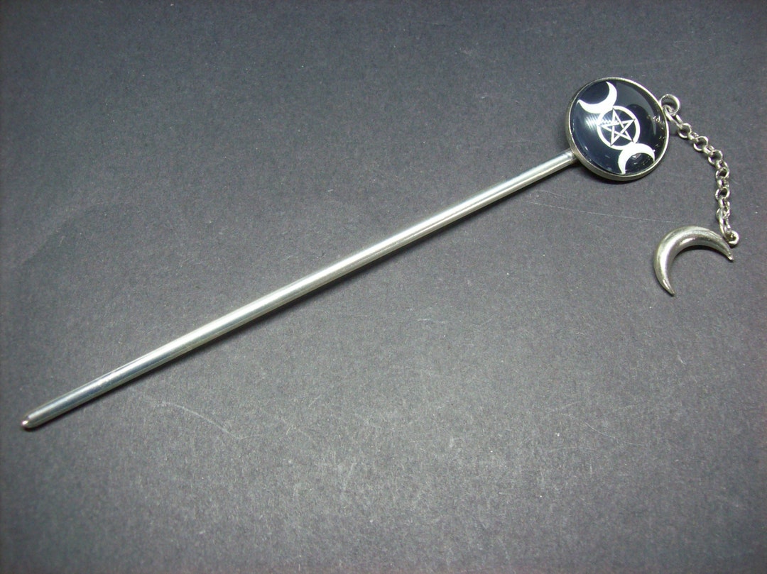 Goth Gothic Witchy ,witch Image Hair Stick , With Crescent Moon Detail ...