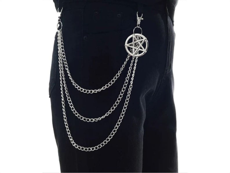 Pants/trouser Chains With Pentagram & 3 Cross of Satan UNISEX :satanic ...