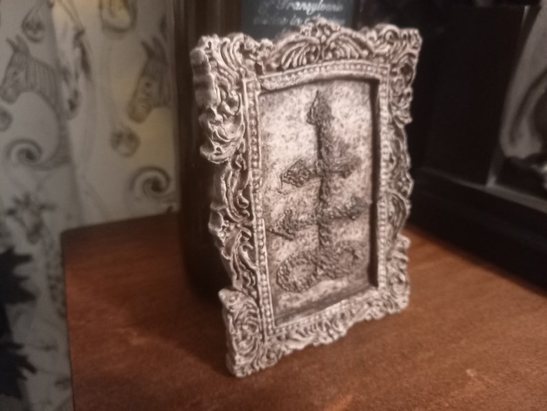 Hand Sculpted Cross of Satan Baroque Frame, Aged Bone Finish - Etsy